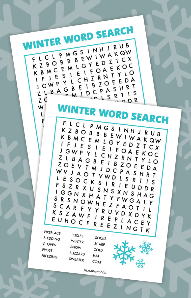 Free Printable Winter Word Search - Pjs and Paint