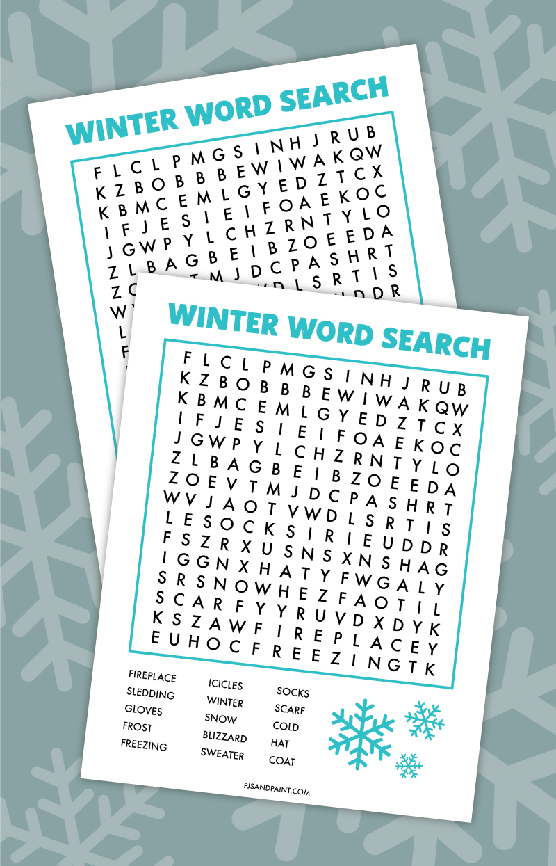 Free Printable Winter Word Search - Pjs and Paint