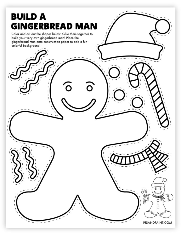 Free Printable Build a Gingerbread Man Craft - Pjs and Paint