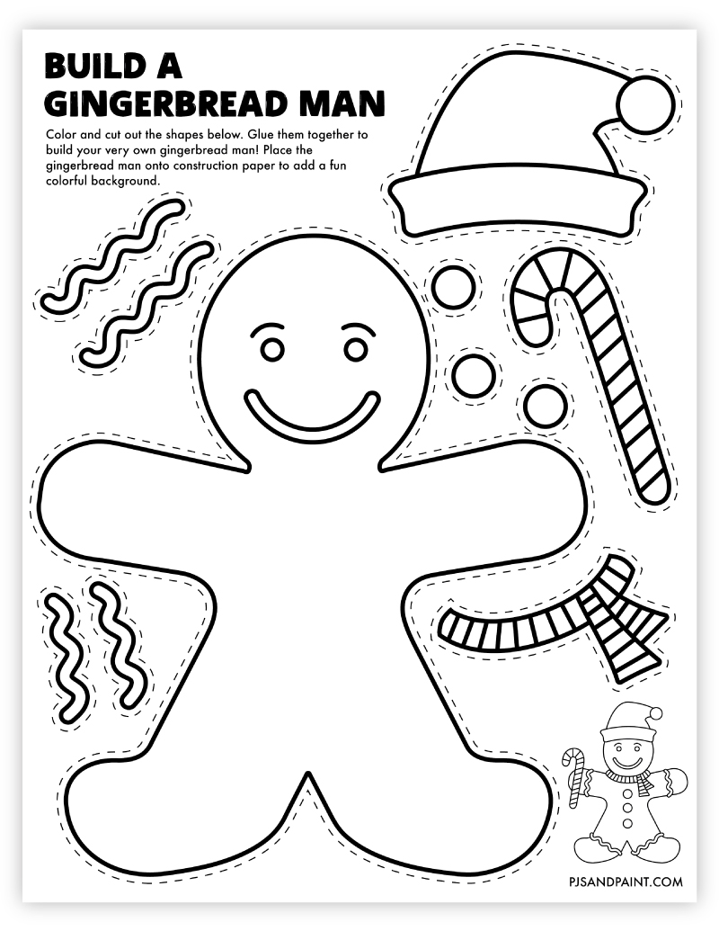 Free Printable Build a Gingerbread Man Craft - Pjs and Paint