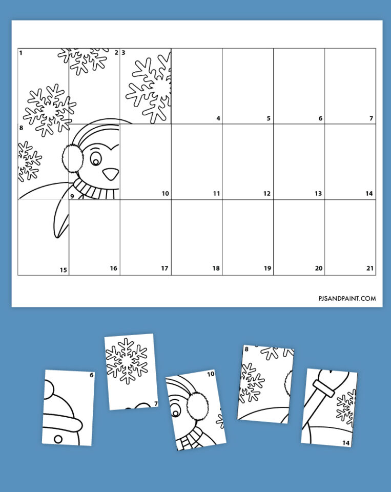Free Printable Winter Cut and Paste Puzzle - Pjs and Paint