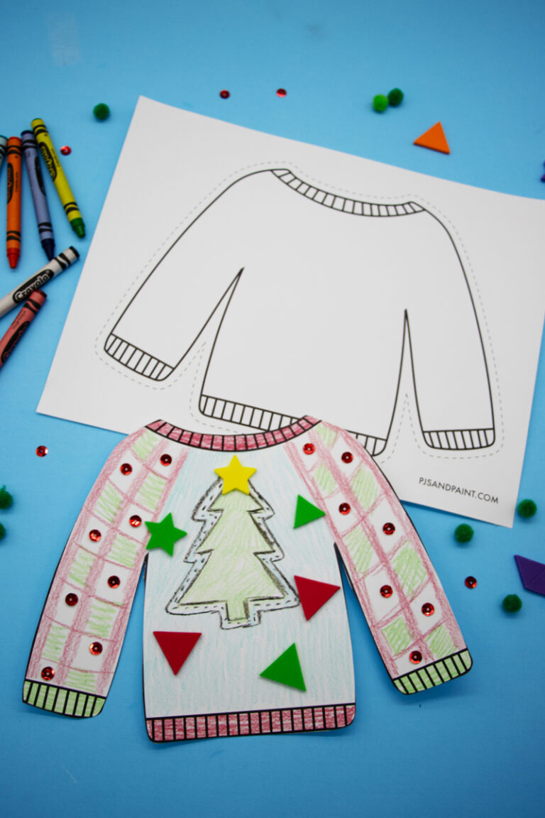 Free Printable Christmas Sweater Template - Pjs and Paint