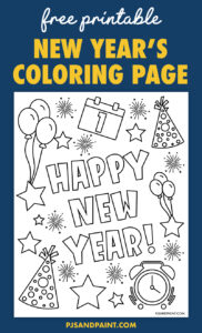Free Printable New Year's Coloring Page - Pjs and Paint