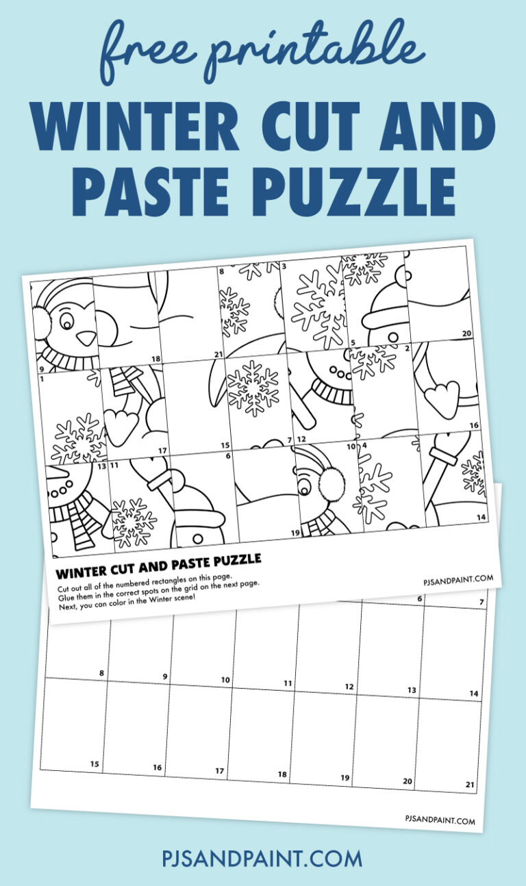 Free Printable Winter Cut and Paste Puzzle - Pjs and Paint