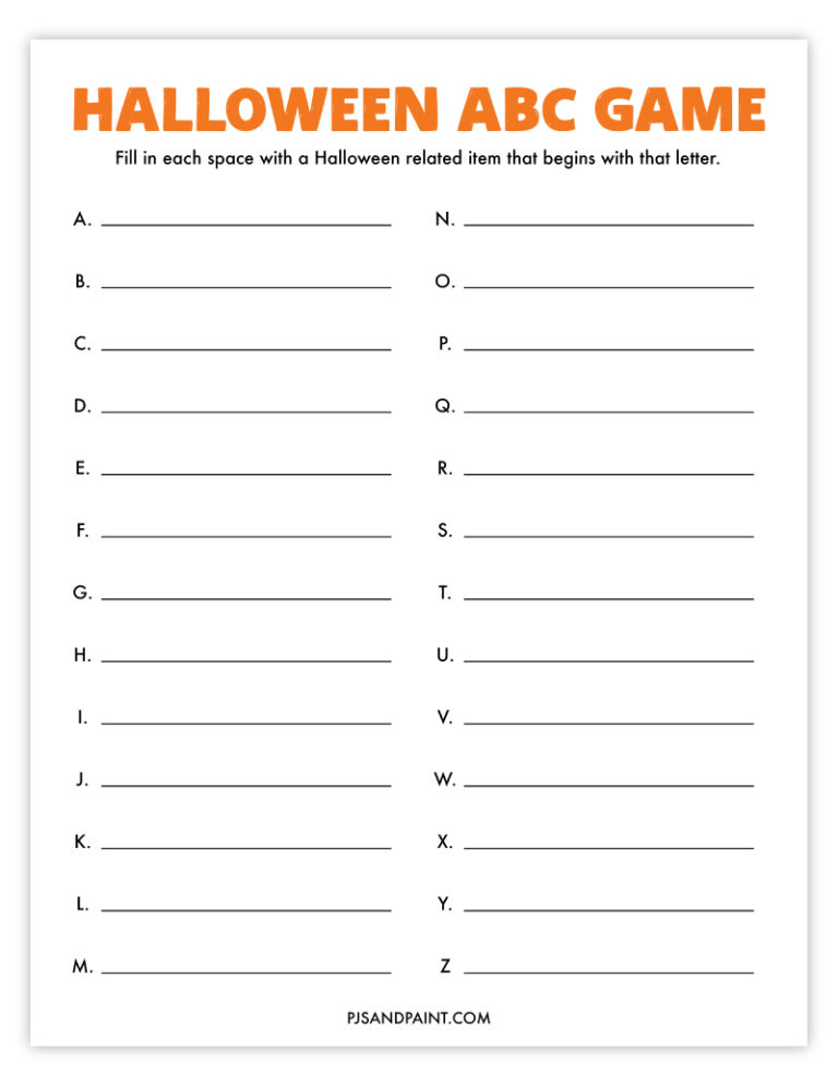 39 Free Printable Halloween Games and Activities - Pjs and Paint