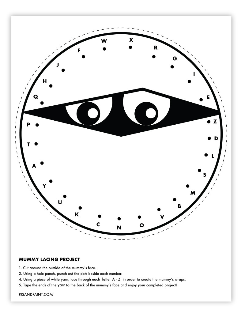 Mummy Lacing Craft - With Free Printable Template - Pjs and Paint