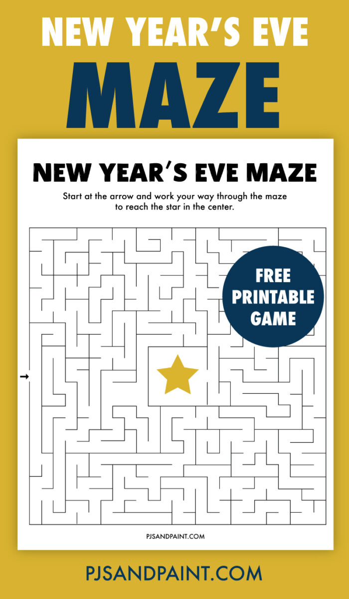 Free Printable New Year's Maze - Pjs and Paint
