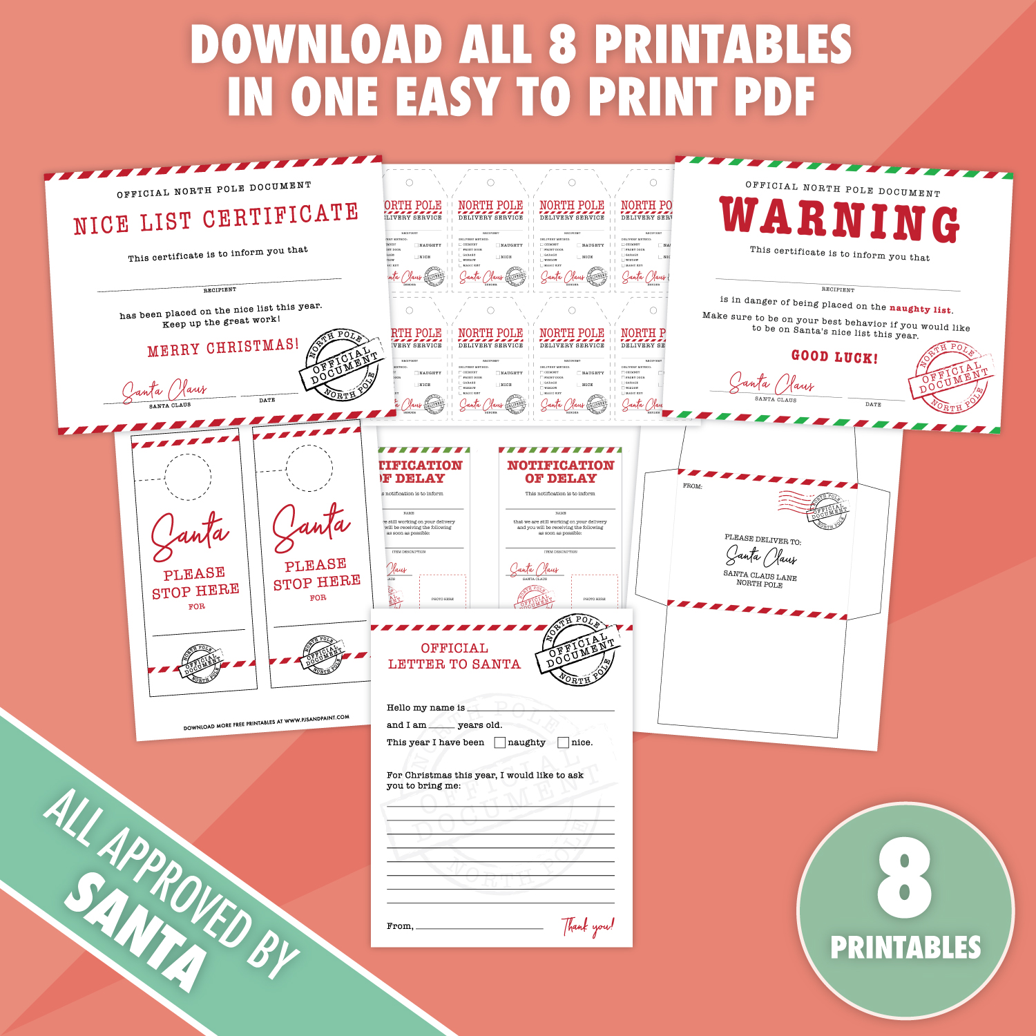 10 Free Santa Printables - Pjs and Paint