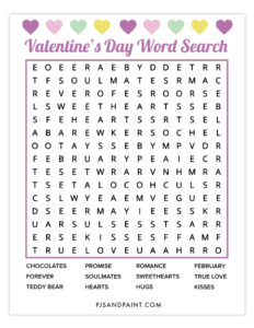 5 Free Printable Valentine's Day Word Searches - Pjs and Paint