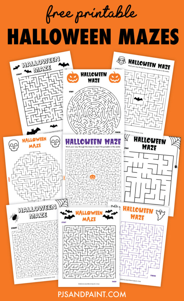 9 Free Printable Halloween Mazes - Pjs and Paint