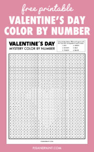 Valentine's Day Mystery Color by Number - Pjs and Paint