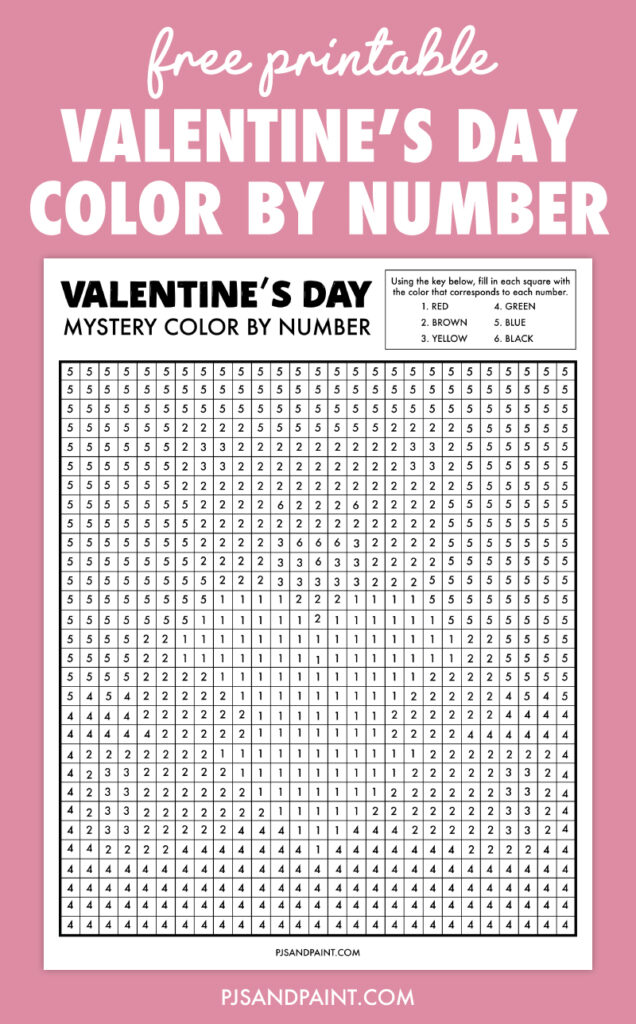 Valentine's Day Mystery Color by Number - Pjs and Paint