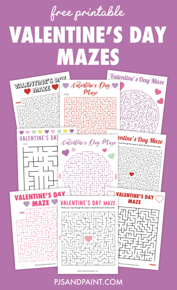 9 Free Printable Valentine's Day Mazes - Pjs and Paint