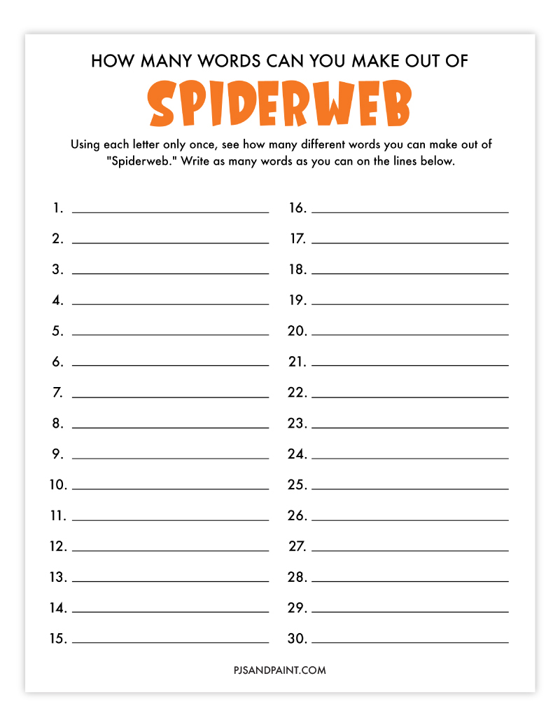 11 Free Printable Halloween How Many Words Games - Pjs and Paint