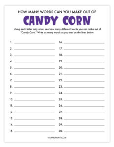 11 Free Printable Halloween How Many Words Games - Pjs and Paint
