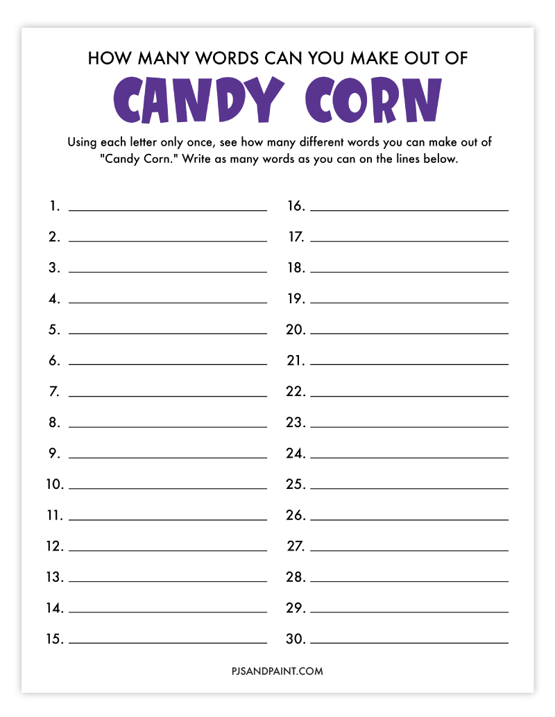 11 Free Printable Halloween How Many Words Games - Pjs and Paint