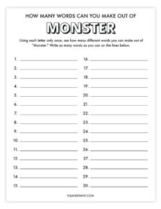 11 Free Printable Halloween How Many Words Games - Pjs and Paint