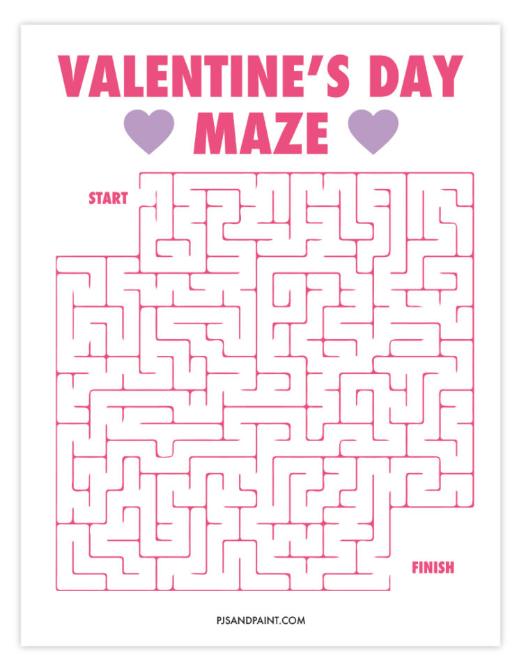 9 Free Printable Valentine's Day Mazes - Pjs and Paint