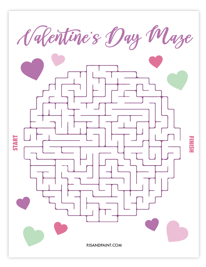 9 Free Printable Valentine's Day Mazes - Pjs and Paint