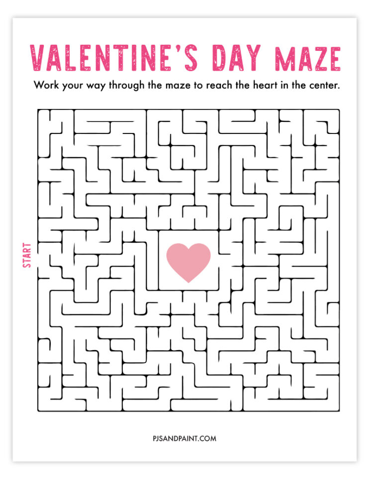 9 Free Printable Valentine's Day Mazes - Pjs and Paint