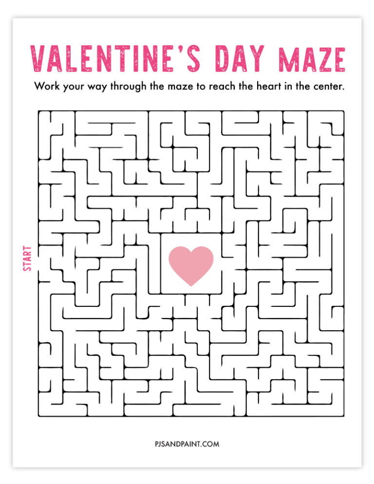 9 Free Printable Valentine's Day Mazes - Pjs and Paint