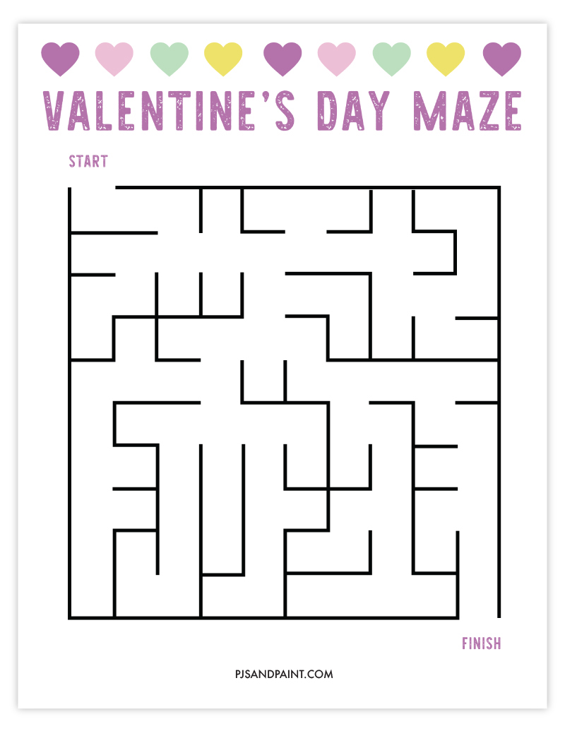 9 Free Printable Valentine's Day Mazes - Pjs and Paint