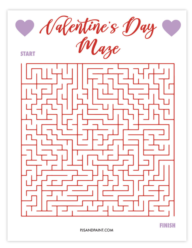 9 Free Printable Valentine's Day Mazes - Pjs and Paint