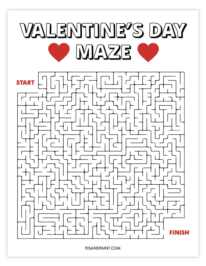 9 Free Printable Valentine's Day Mazes - Pjs and Paint