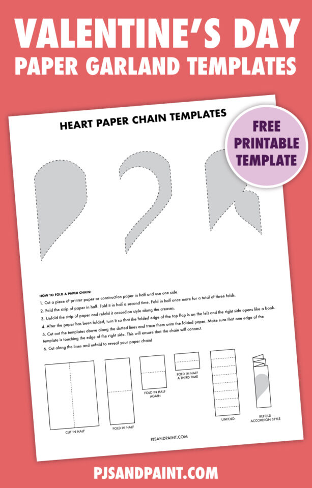 Free Printable Heart Paper Chain Template - Pjs and Paint