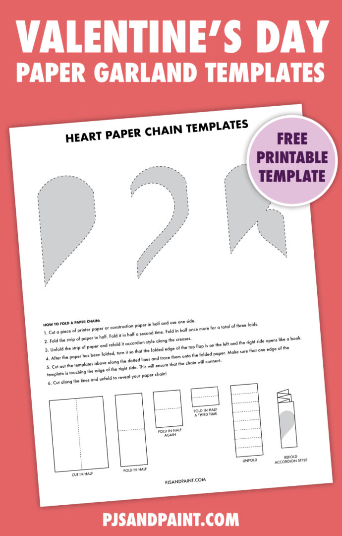 Free Printable Heart Paper Chain Template - Pjs and Paint
