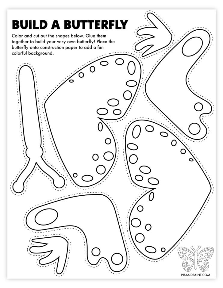 Free Printable Build a Butterfly Craft - Pjs and Paint