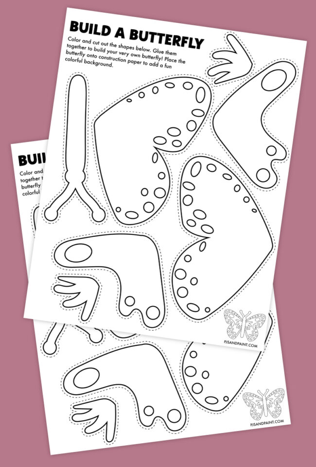 Free Printable Build a Butterfly Craft - Pjs and Paint