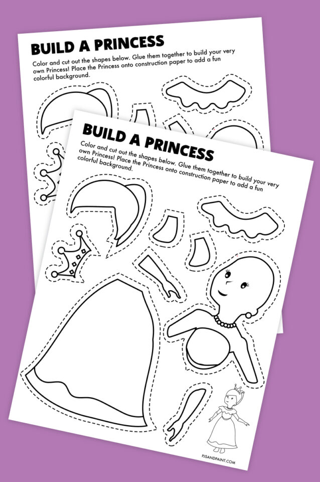 Free Printable Build a Princess Craft - Pjs and Paint