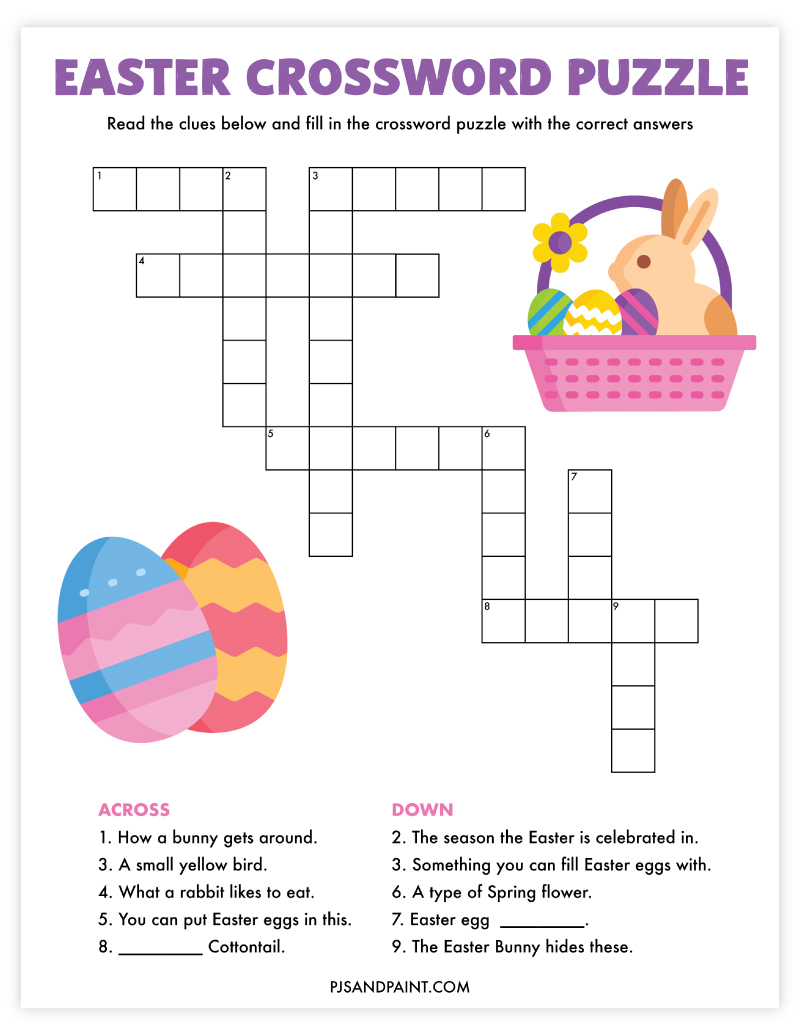 Free Printable Easter Crossword Puzzle - Pjs and Paint