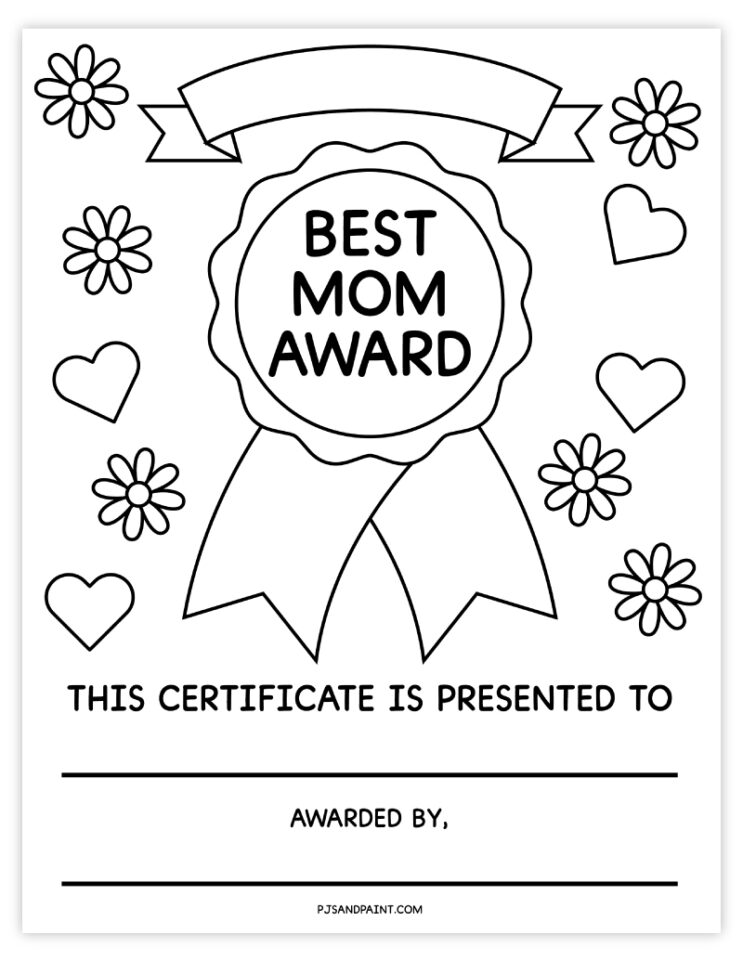 Best Mom Award | Free Printable Certificate - Pjs and Paint