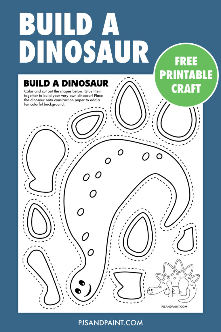 Free Printable Build a Dinosaur Craft - Pjs and Paint