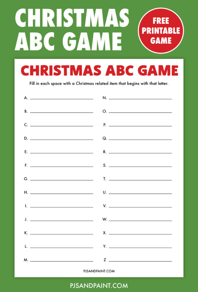 Free Printable Christmas ABC Game - Pjs and Paint