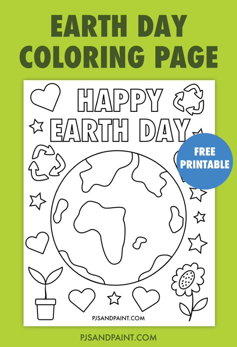 Free Printable Earth Day Coloring Page - Pjs and Paint