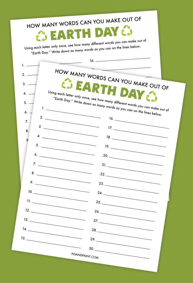 How many words can you make out of Earth Day | Free Printable Game