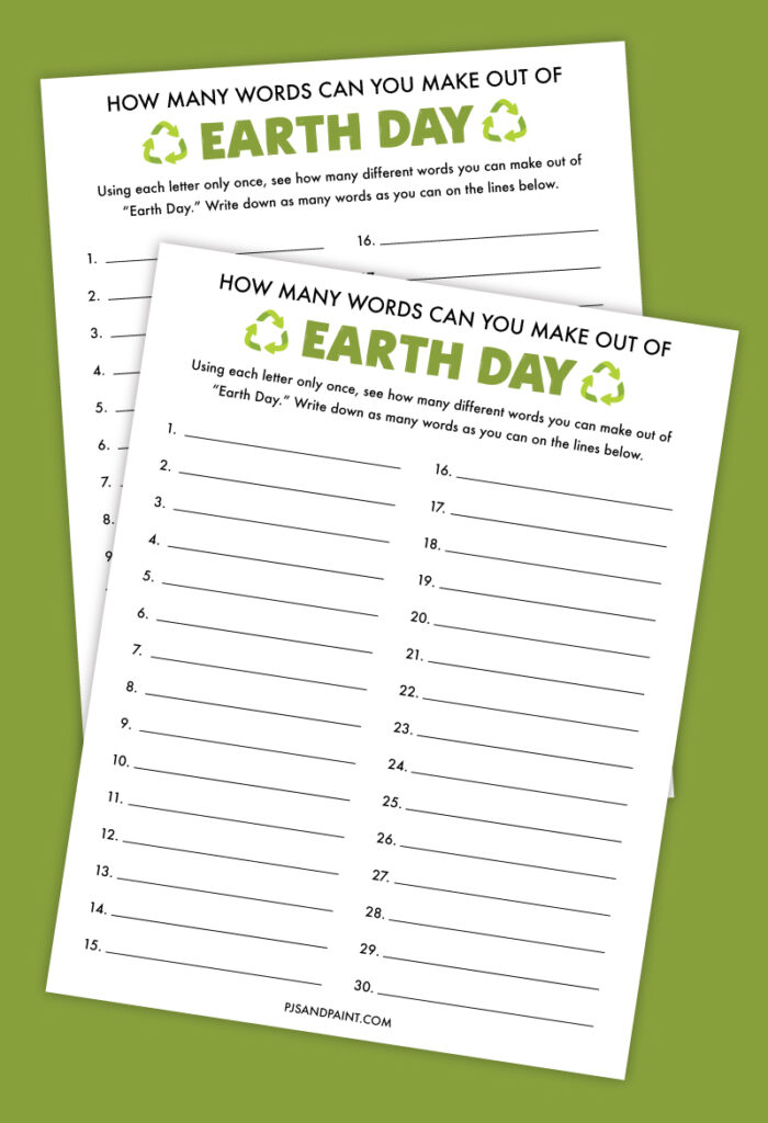 How many words can you make out of Earth Day | Free Printable Game