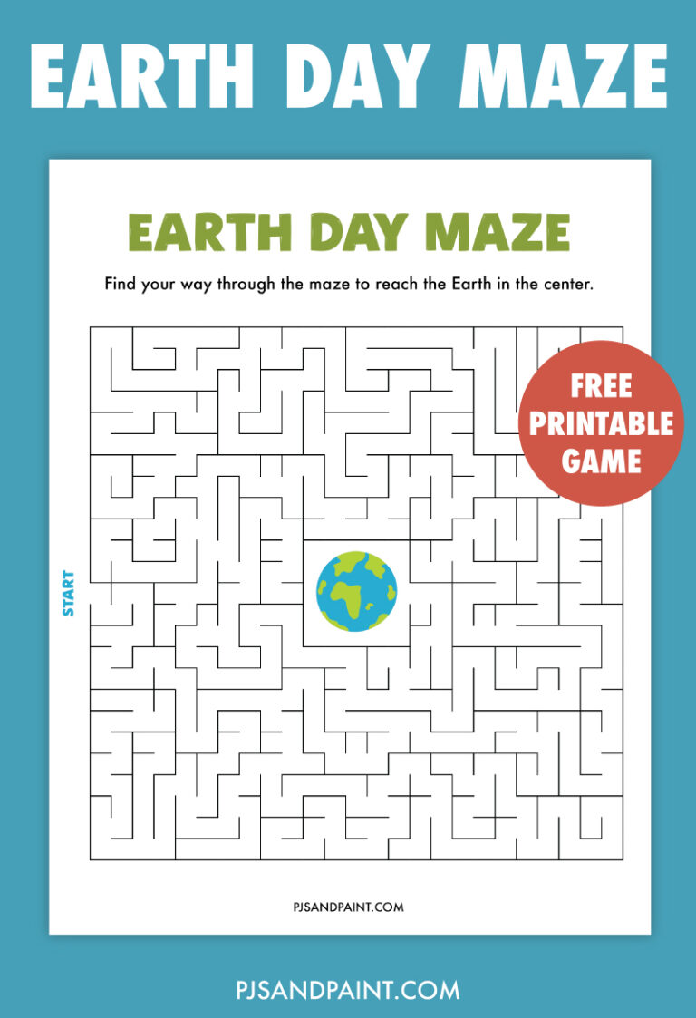 Free Printable Earth Day Maze - Pjs and Paint