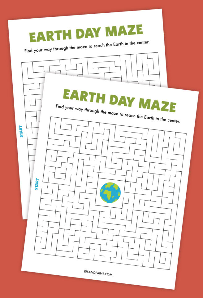 Free Printable Earth Day Maze - Pjs and Paint