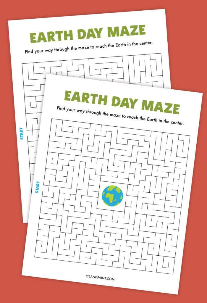 Free Printable Earth Day Maze - Pjs and Paint