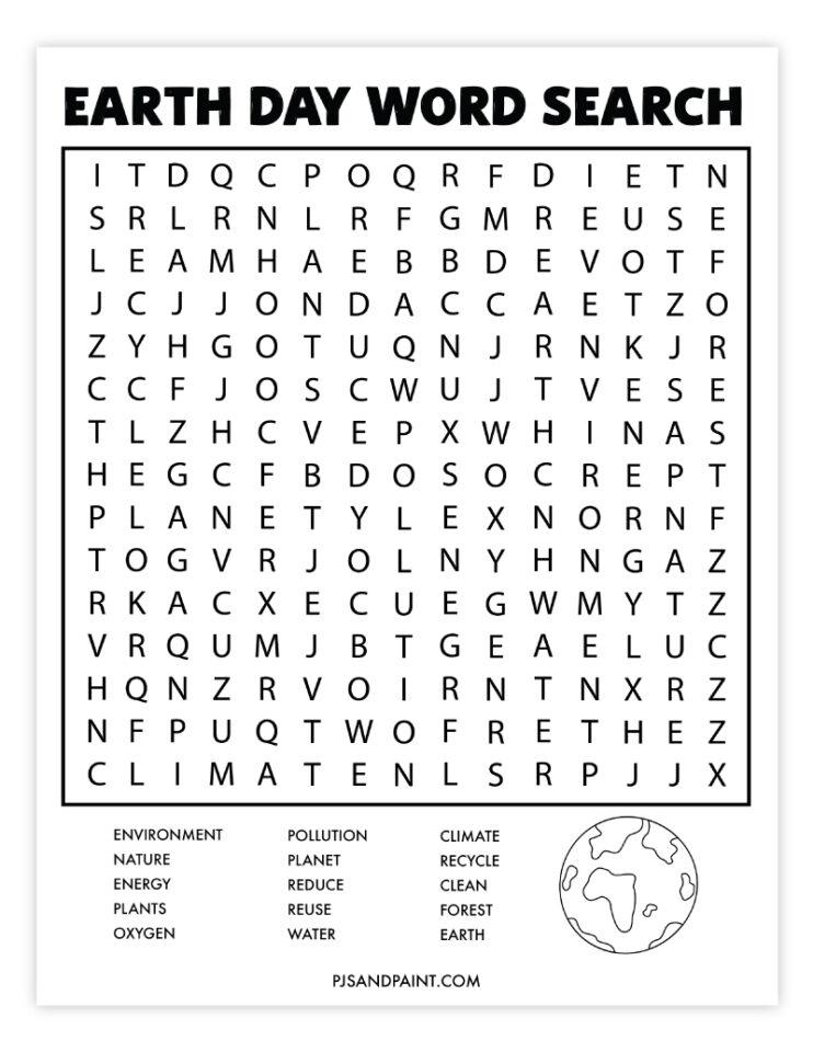 18 Free Printable Earth Day Games and Activities - Pjs and Paint