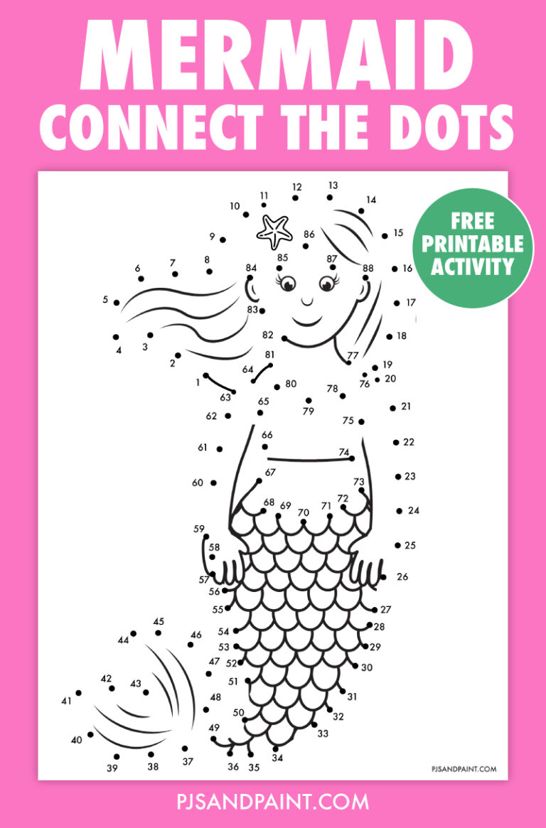 Free Printable Mermaid Connect the Dots - Pjs and Paint