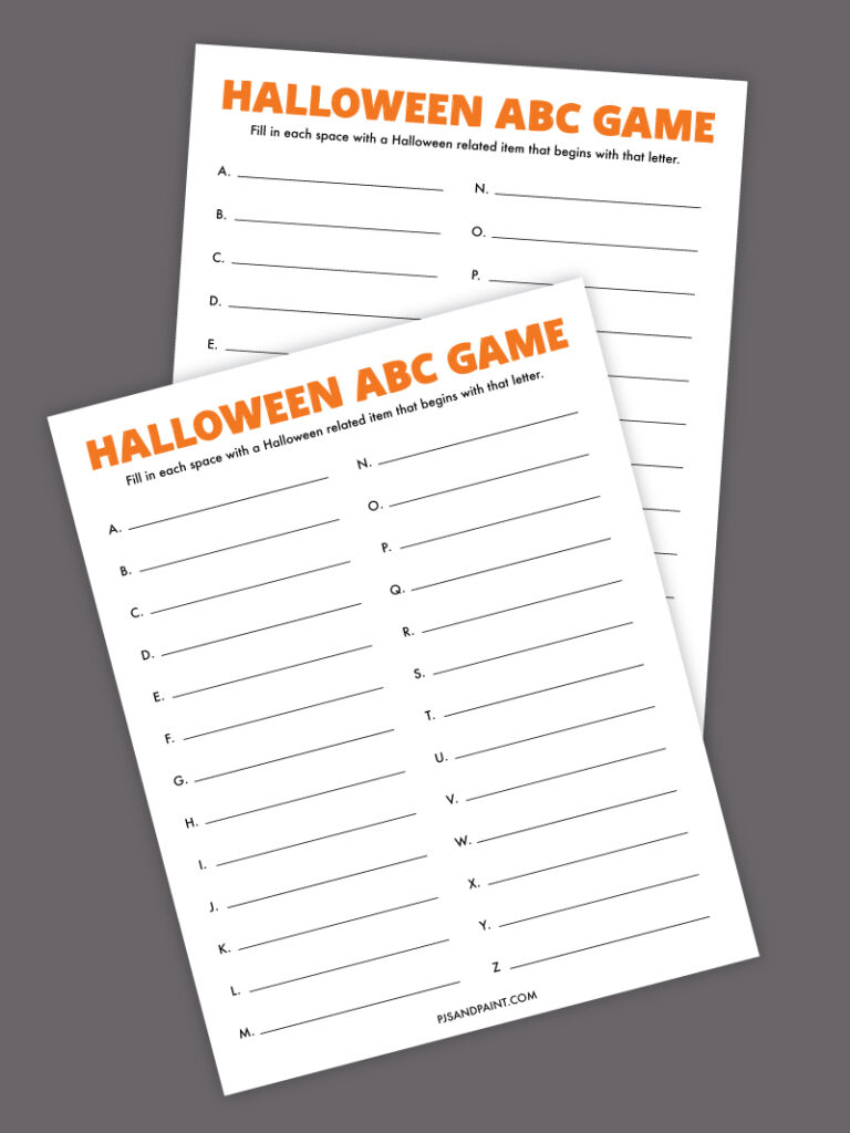 Free Printable Halloween ABC Game - Pjs and Paint