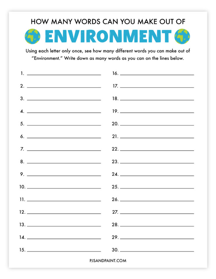 18 Free Printable Earth Day Games and Activities - Pjs and Paint