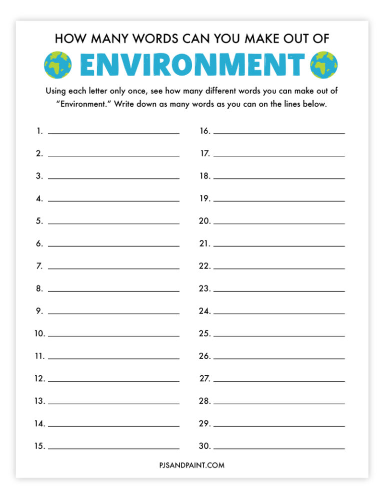 18 Free Printable Earth Day Games and Activities - Pjs and Paint