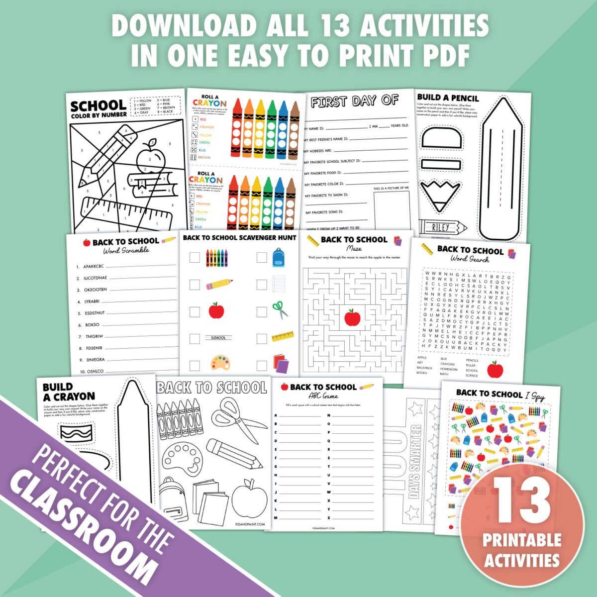 Free Printable Back to School I Spy - Pjs and Paint