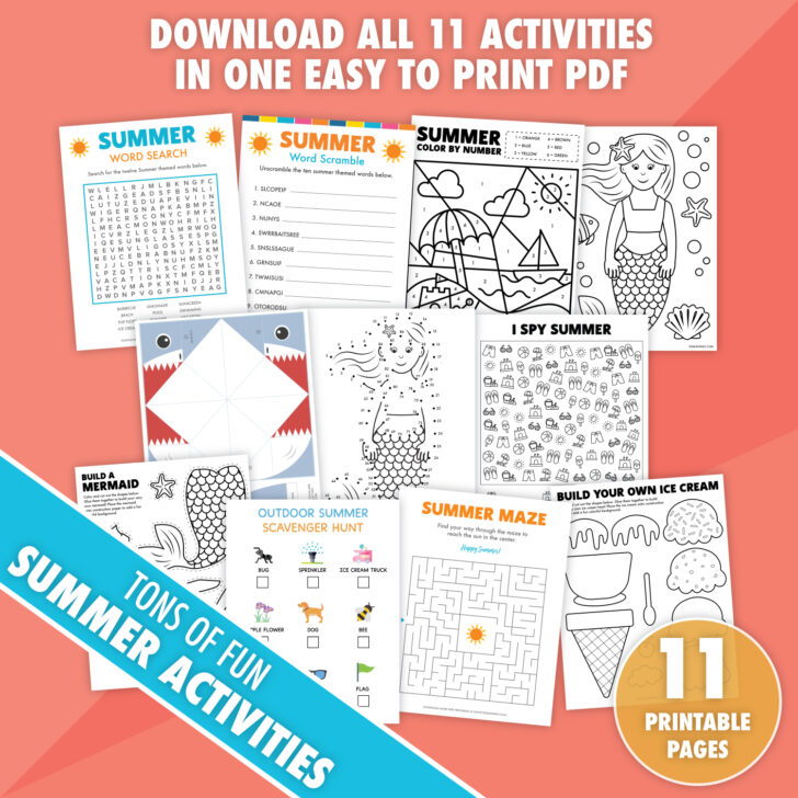 16 Free Printable Summer Games and Activities - Pjs and Paint
